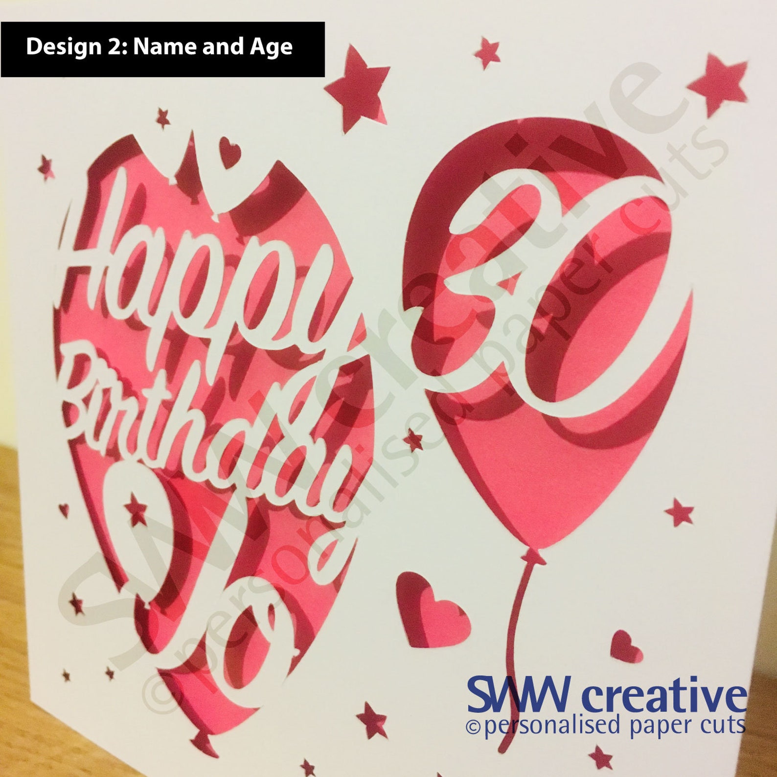 Personalised Happy Birthday Paper Cut Greetings Card | Balloons | Any ...