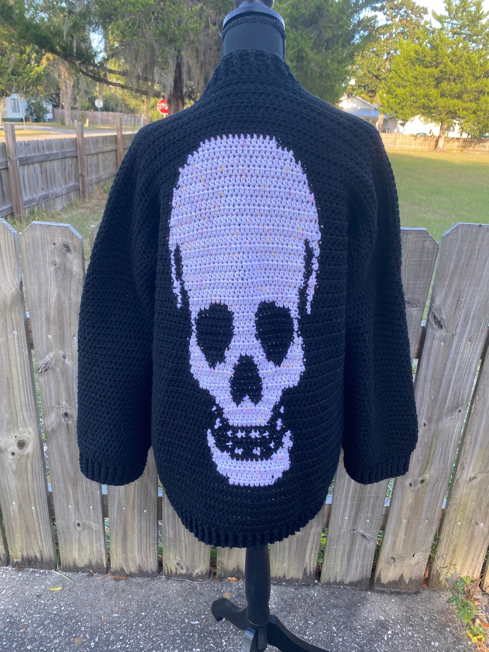 Crochet Skull Cardigan Handmade Unisex Finished Sweater With | Etsy
