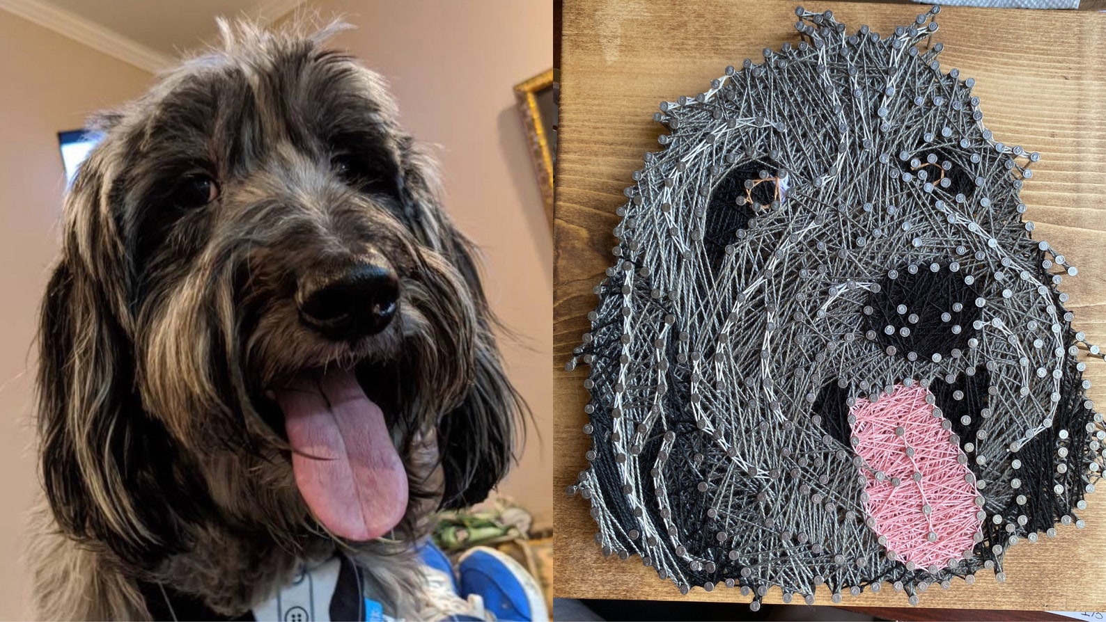 Custom Dog String Art Pet Portrait Wall Hanging Handmade Nail Art - Etsy