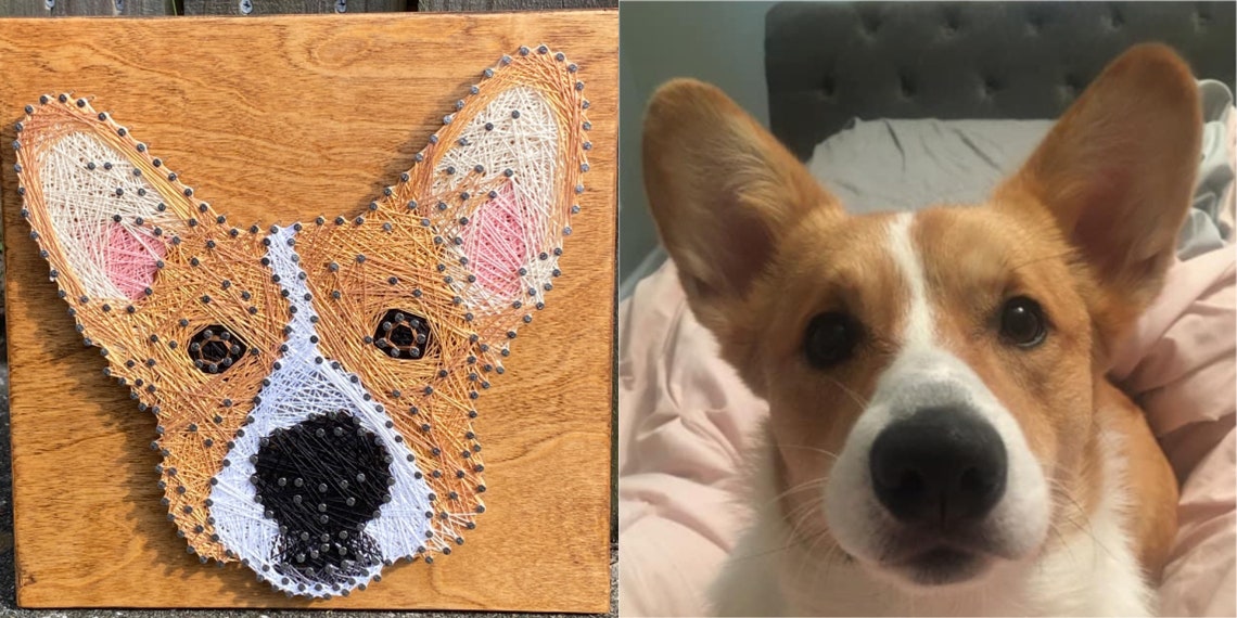 Custom Dog String Art Pet Portrait Wall Hanging Handmade Nail | Etsy