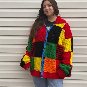 Iconic Oversized Patch-work Sweater Handmade Unisex Cardigan With ...