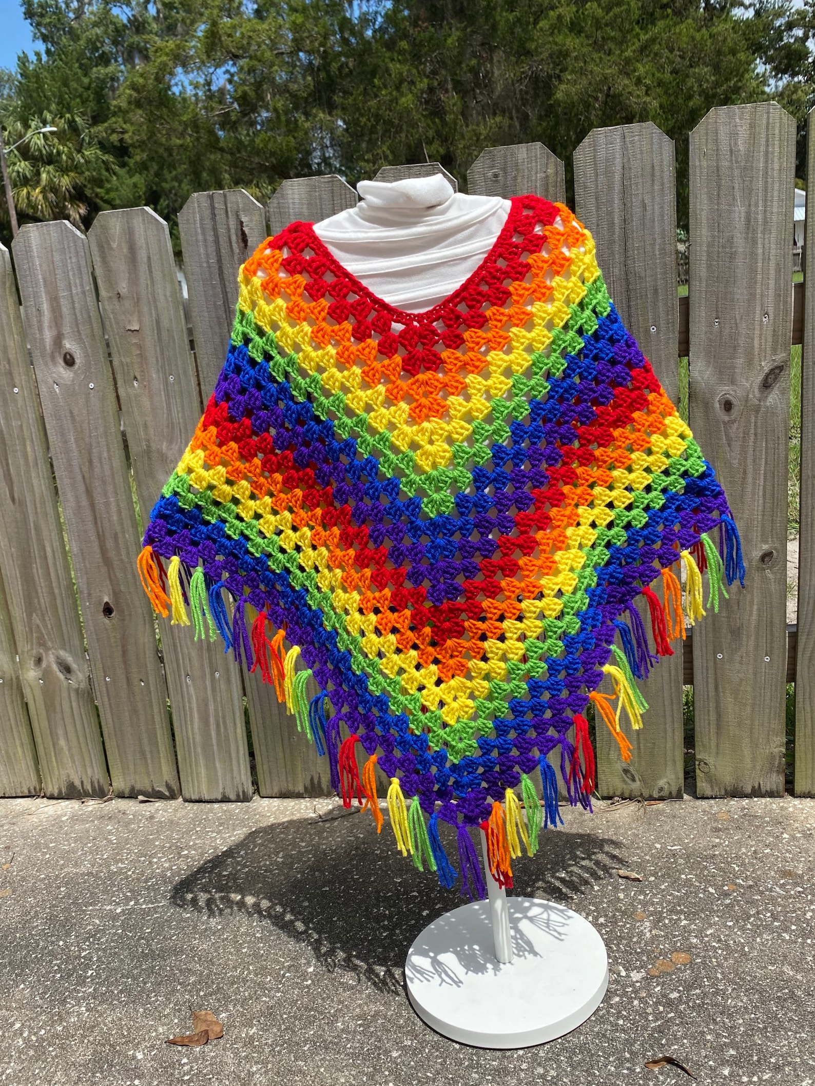Rainbow Poncho - Etsy