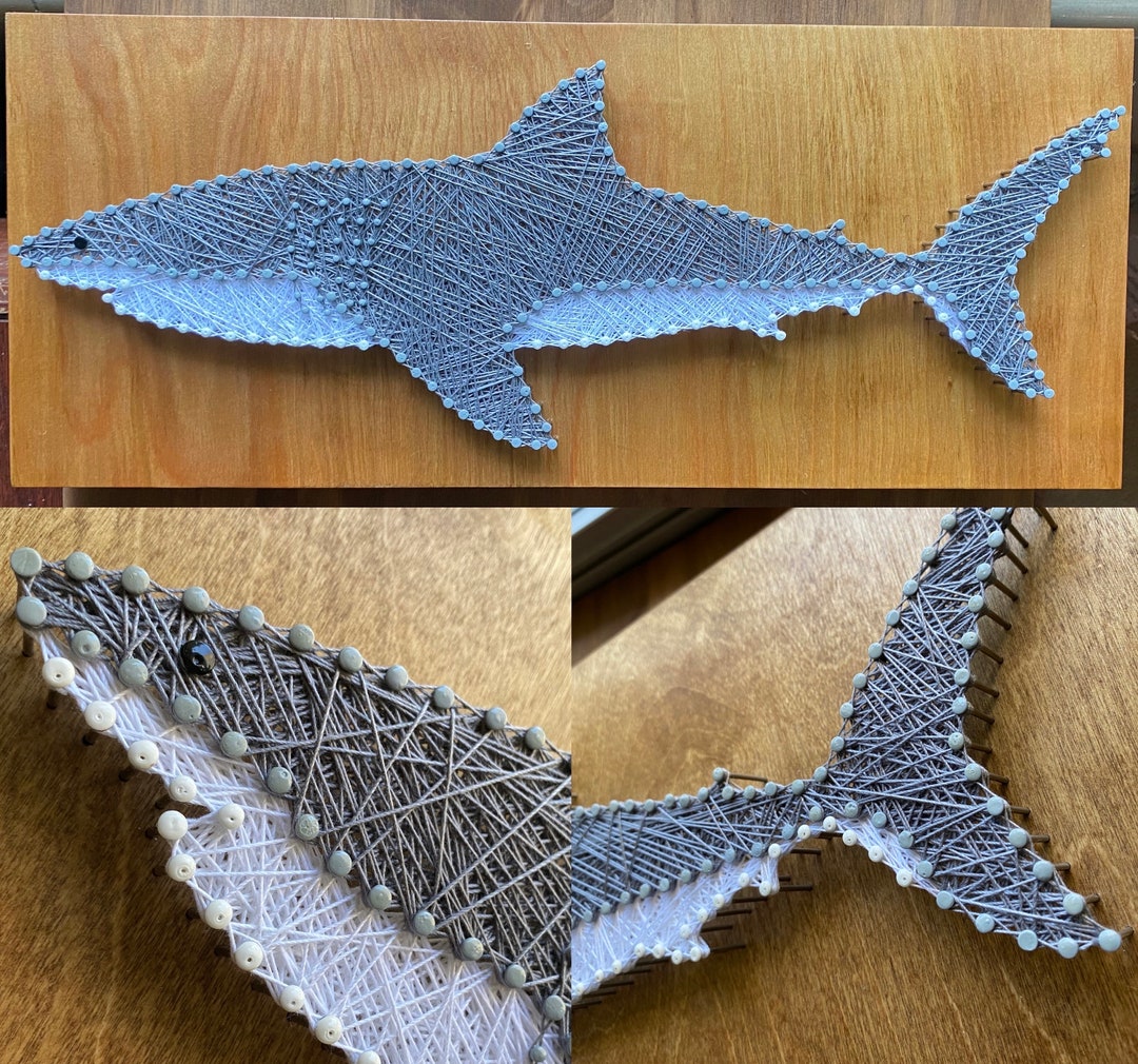 White Shark String Art Wall Hanging Shark Decor Handmade - Etsy