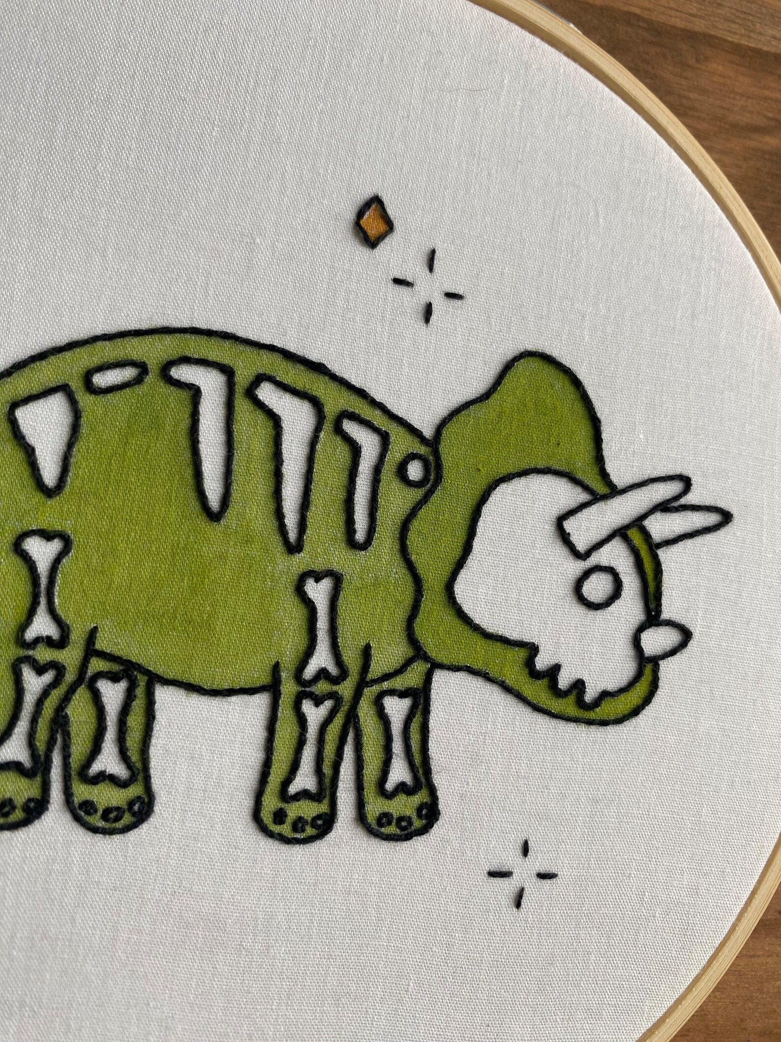 X Ray Dinosaur Embroidery Hand Stitched Hoop Art - Etsy