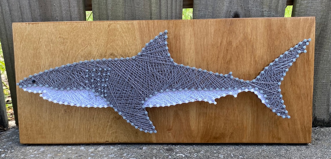 White Shark String Art Wall Hanging Shark Decor Handmade - Etsy.de