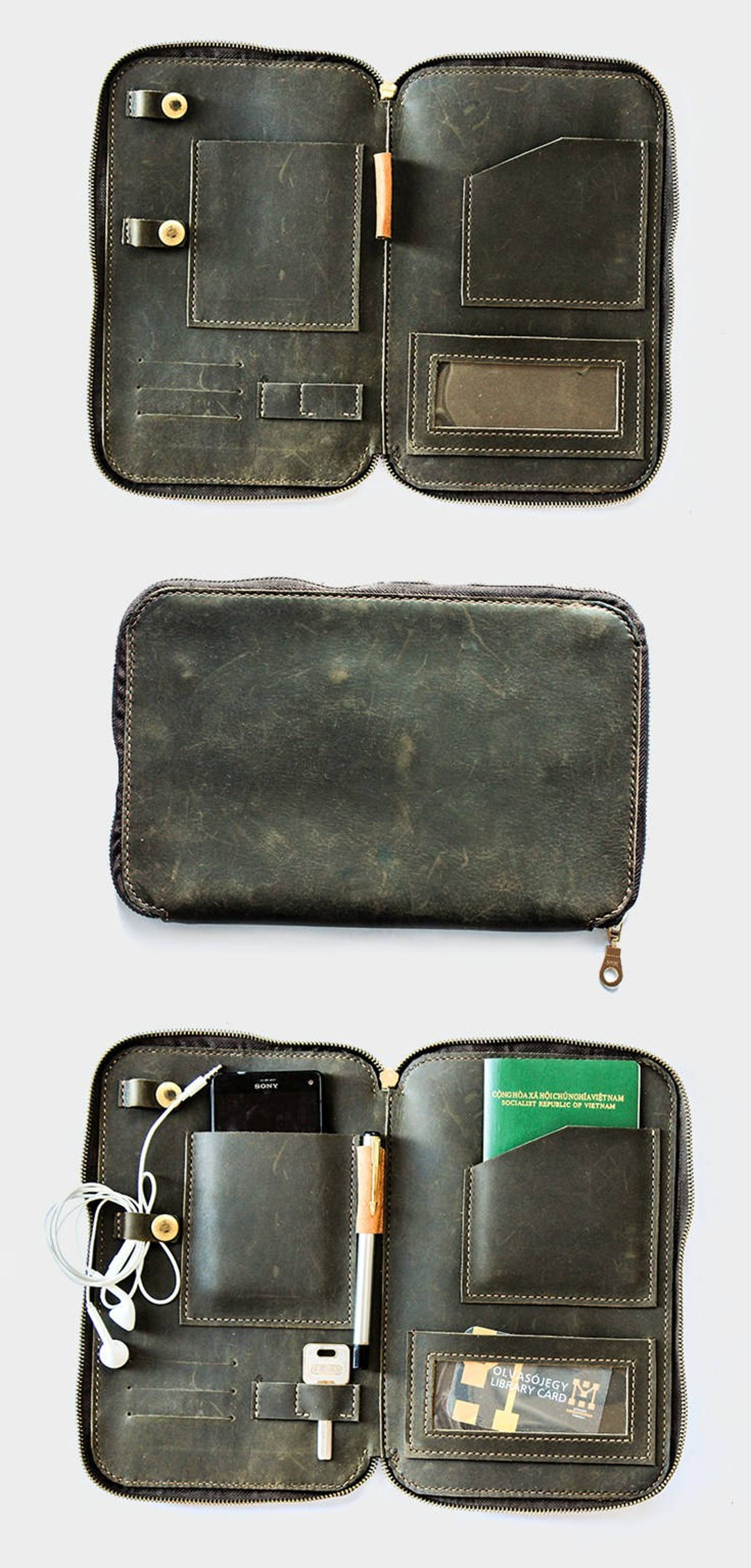 Leather Portfolio Case Travel Business Document Organizer - Etsy