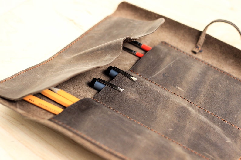 Leather Pens Roll Case Pencil Case Roll Art Accessories - Etsy