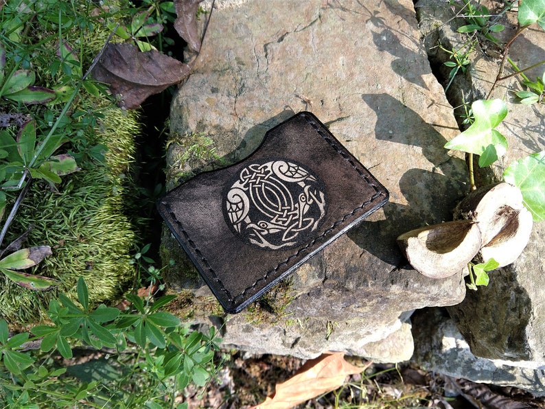 Odins Ravens Black Minimalist Leather Card Wallet Slim - Etsy