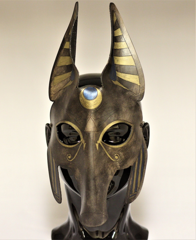 Leather Egyptian Anubis Mask / Black Jackal Mask. Hand Formed - Etsy