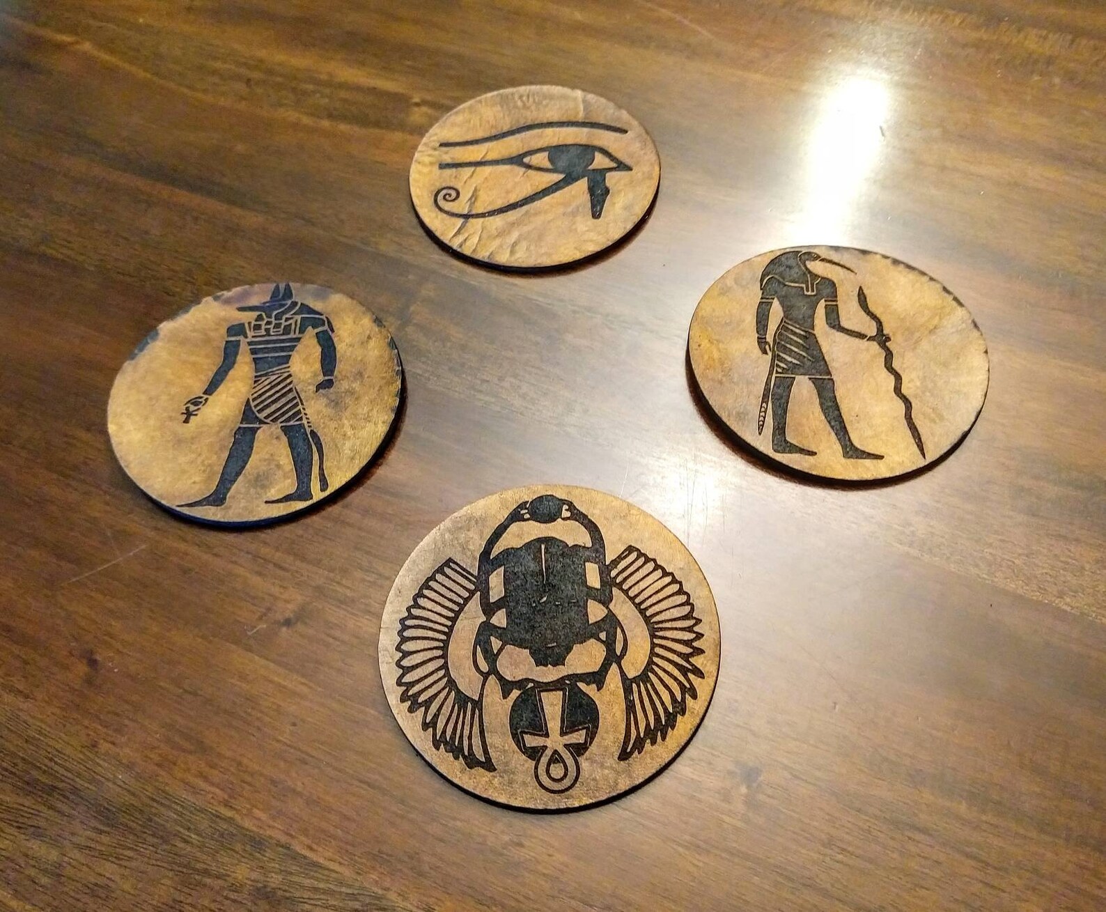 Ancient Egypt leather coaster set of 4 featuring the Eye of | Etsy