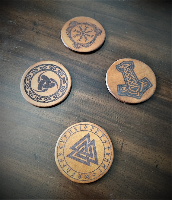 Viking Runes Leather Coaster Set of 4 | Etsy