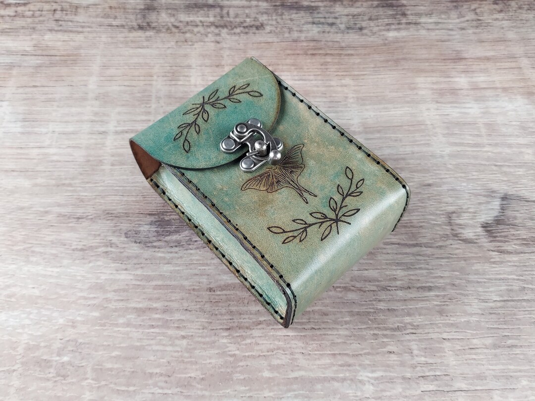 Large Leather Tarot Card Case. Luna Moth in Moonlight Tarot Card Box ...