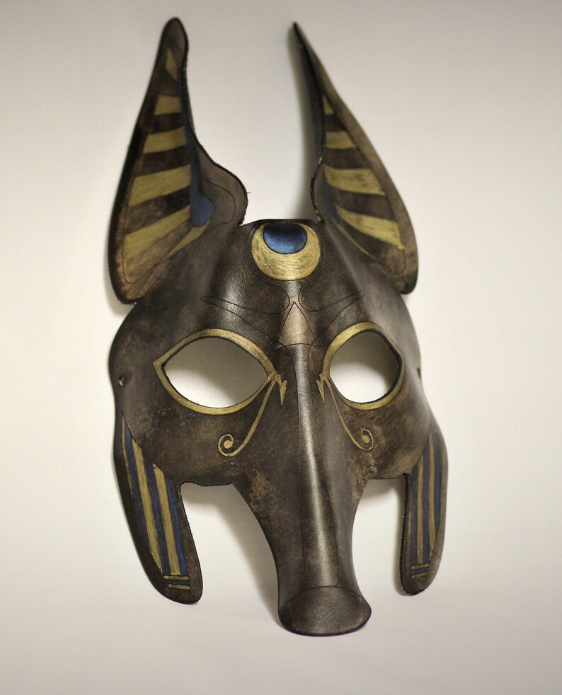 Leather Egyptian Anubis Mask / Black Jackal Mask. Hand Formed - Etsy