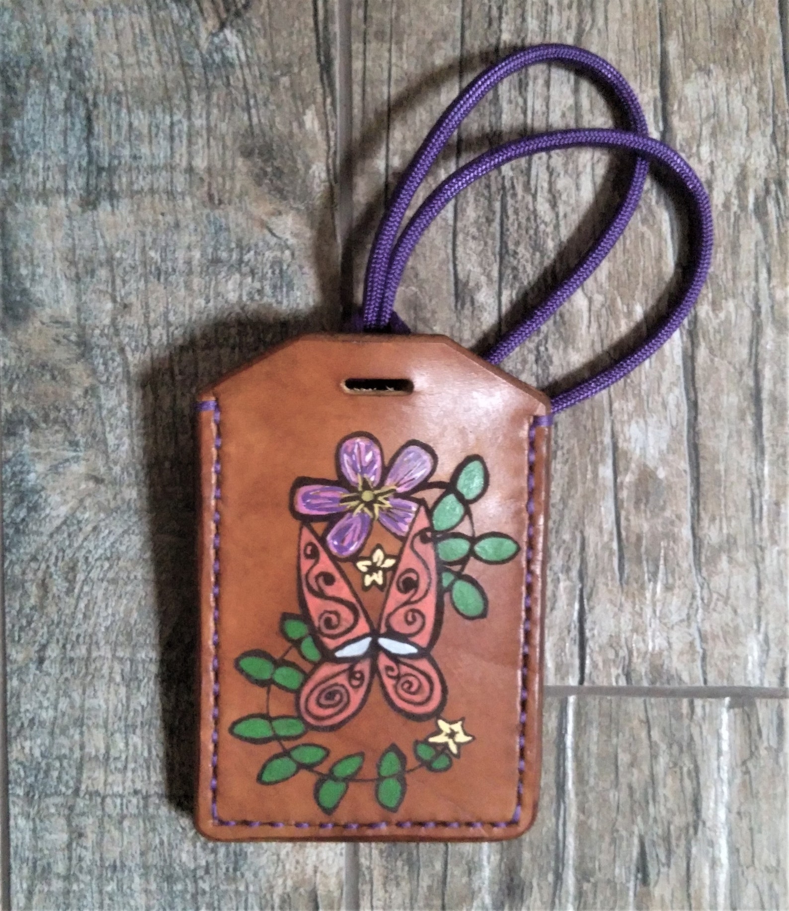 Custom Leather Luggage Tag Handmade Hand Painted - Etsy