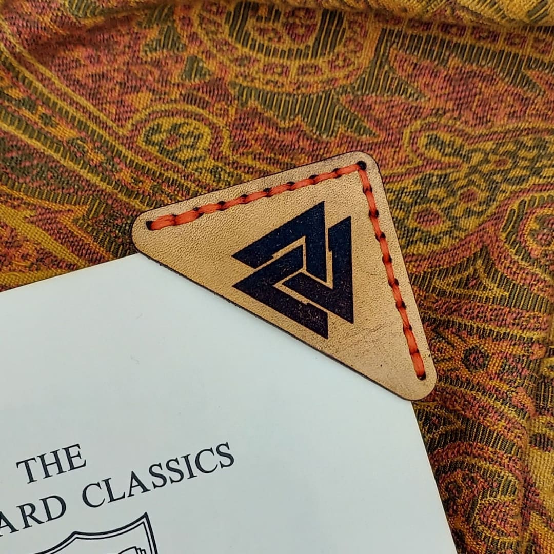 Valknut Viking Symbol Hand Made Premium Leather Corner Bookmark, Viking ...