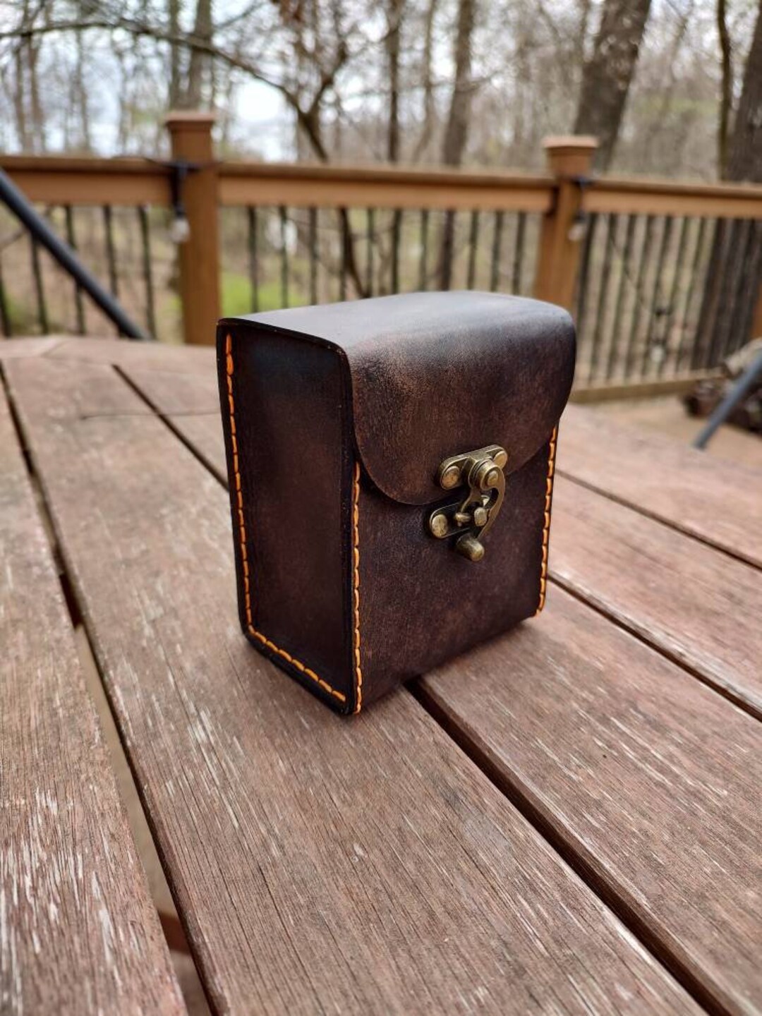 Antique Black Distressed Game Deck Case, XL Deck Premium Leather Deck ...
