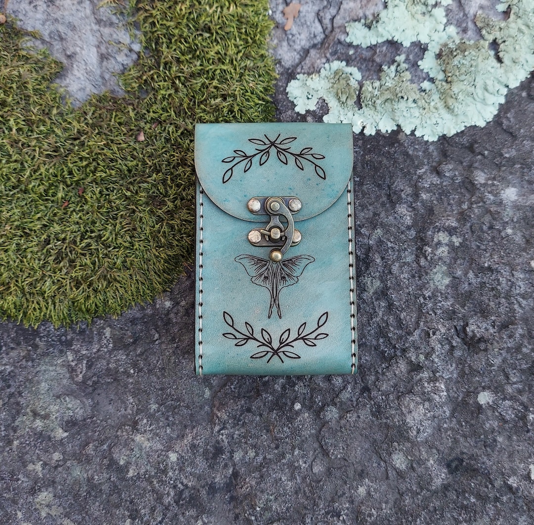 Premium Leather Tarot Card Case. Luna Moth in Moonlight Tarot Card Box ...