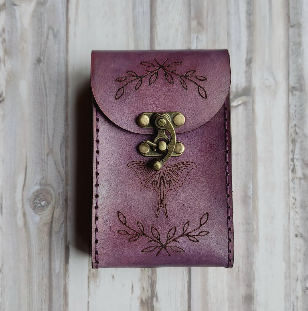 Premium Leather Tarot Card Case. Luna Moth in Moonlight Tarot Card Box ...