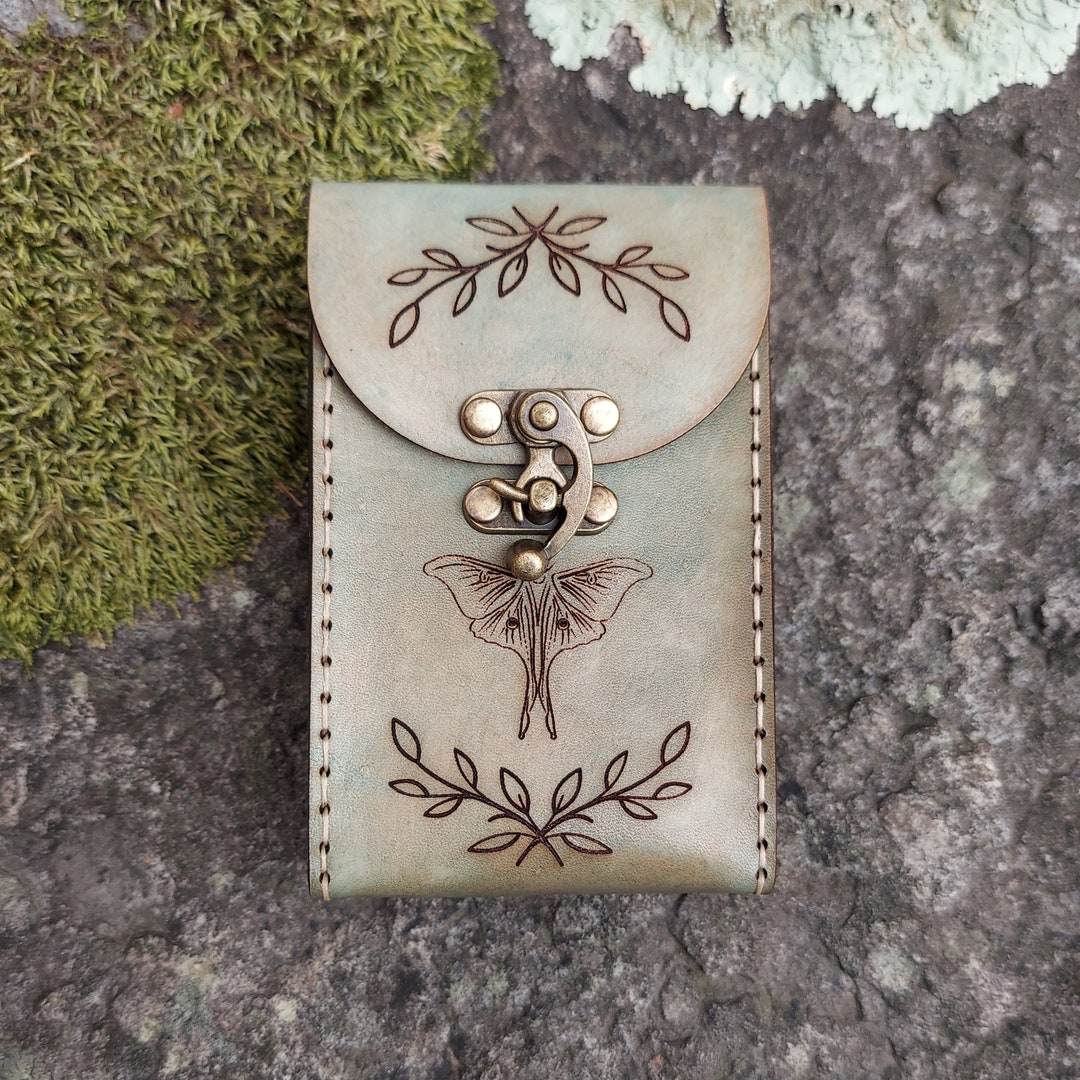 Premium Leather Tarot Card Case. Luna Moth in Moonlight Tarot Card Box ...