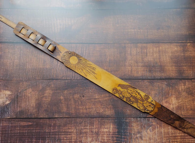 Desert Crow Leather Guitar Strap - Antique Tan. Handmade Instrument ...