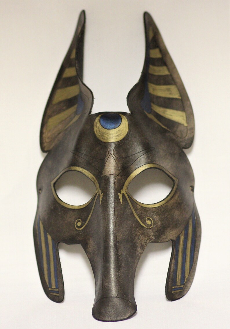 Leather Egyptian Anubis Mask / Black Jackal Mask. Hand Formed - Etsy