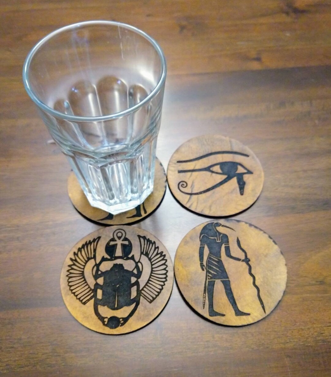 Ancient Egypt Leather Coaster Set of 4 Featuring the Eye of Ra, Wadjet ...