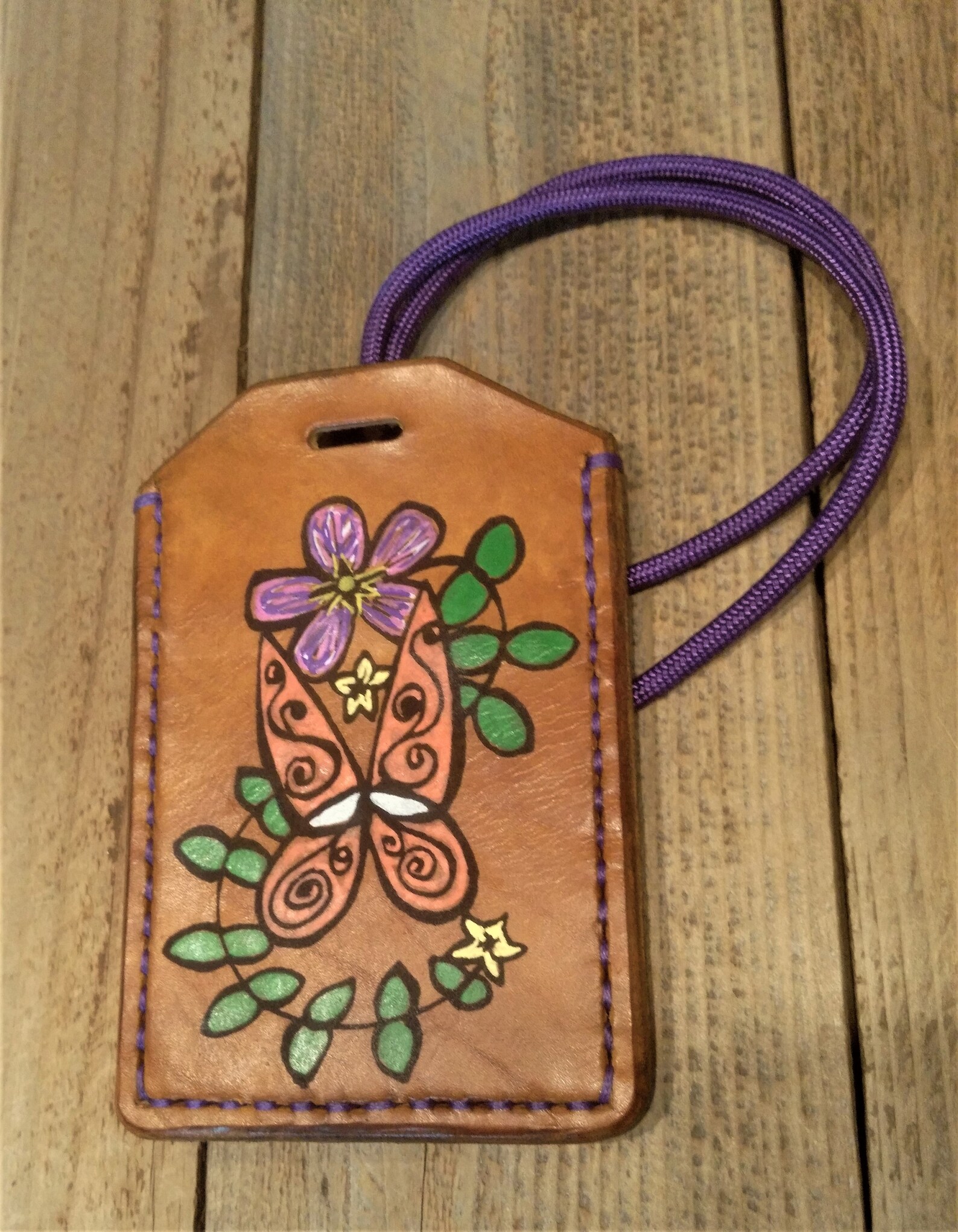 Custom Leather Luggage Tag Handmade Hand Painted - Etsy