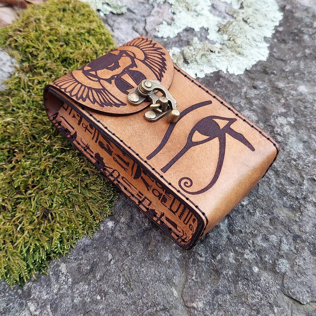 The Egyptian Magician Tan Leather Tarot Card Case. Handmade Premium ...