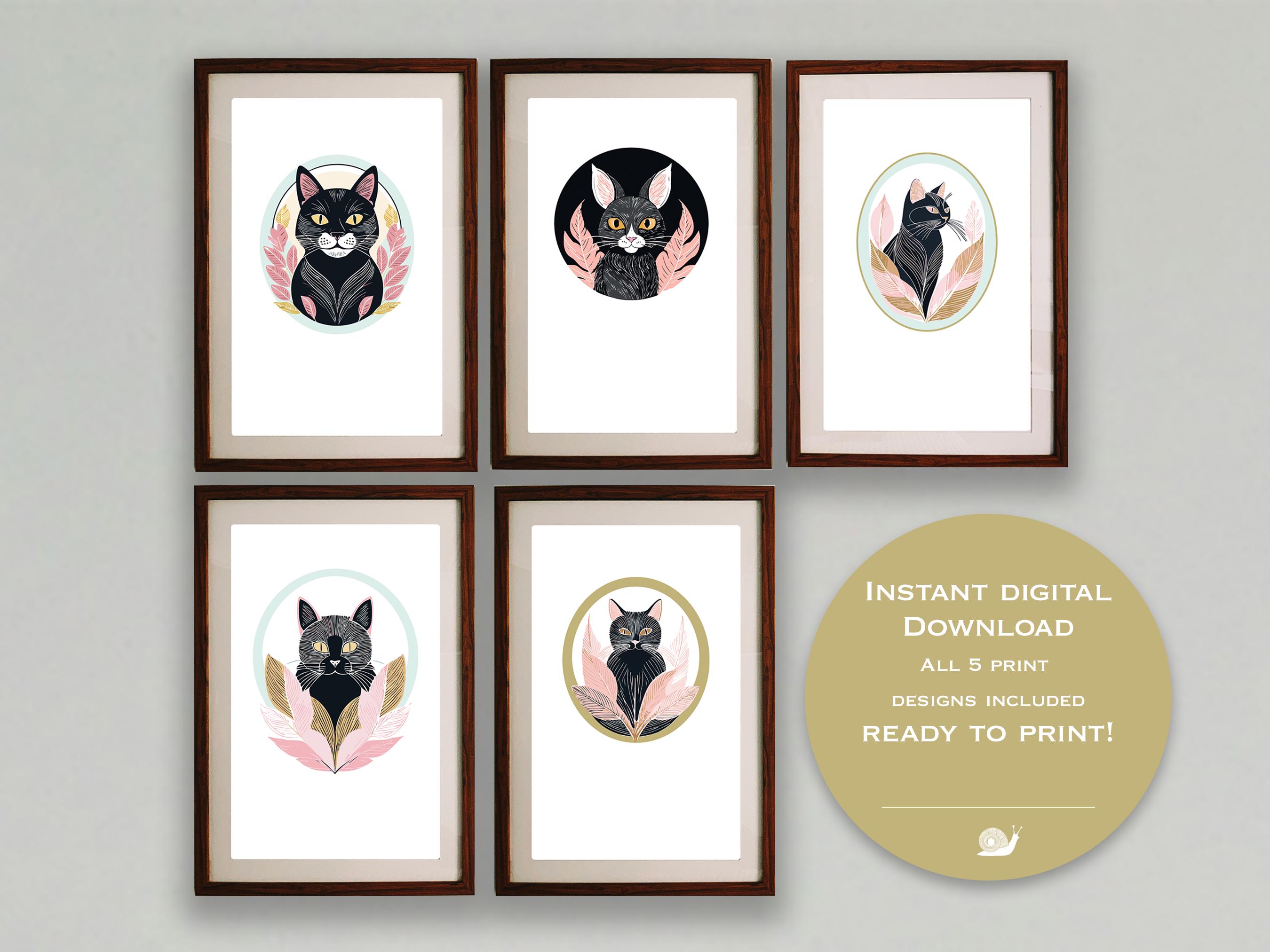 5 X High Resolution Downloadable Fun and Quirky Cat Prints - Etsy