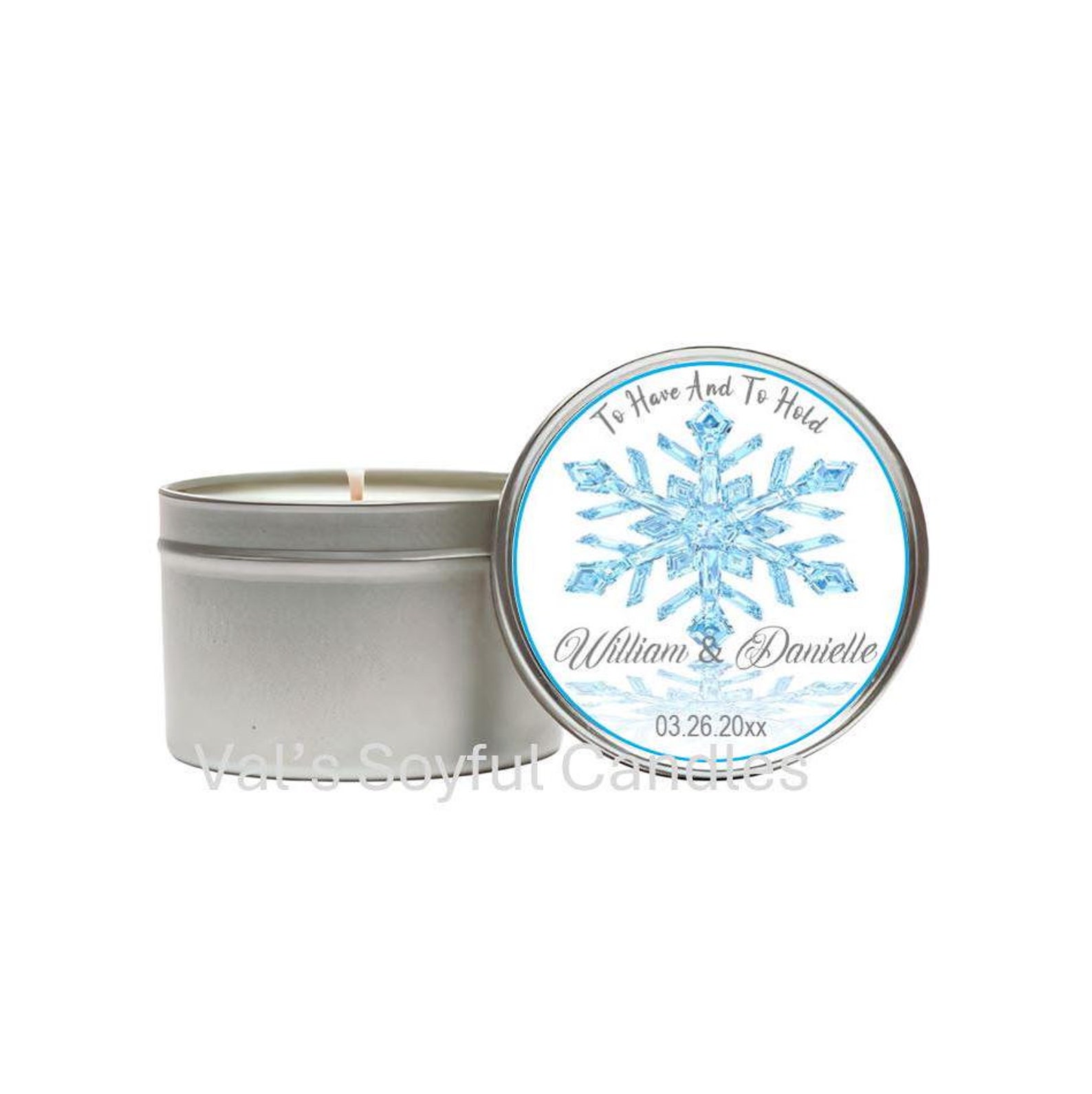 Snowflake Wedding Favor / Personalized Wedding Favor / Soy Candle Favor ...