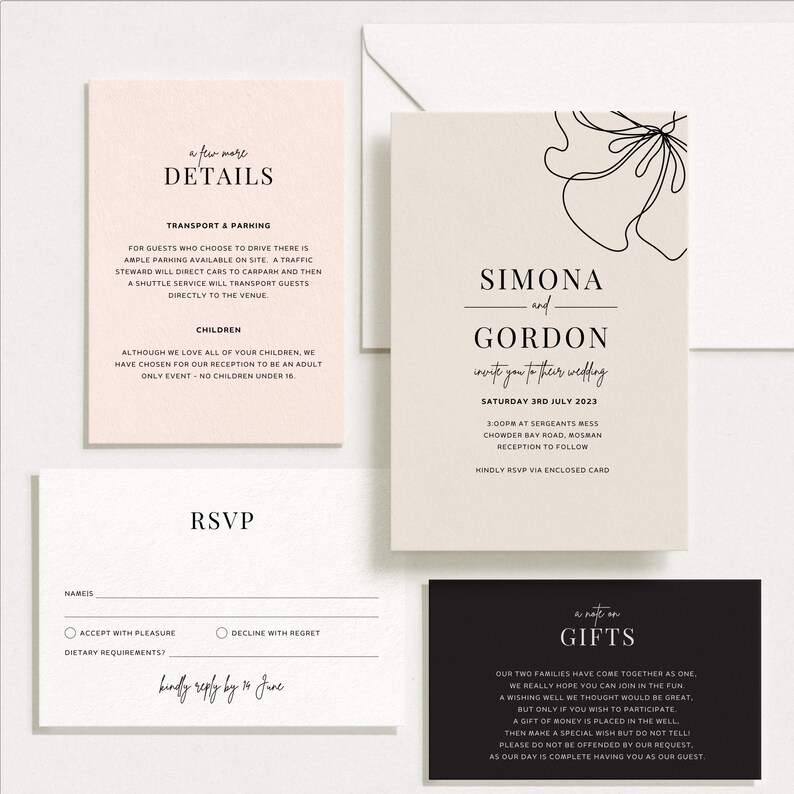 Printable Wedding Invitation Suite | LILY | Modern Floral Bright ...