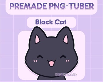 Black Cat Pngtuber Model Stream Mascot 5 Expressions & 14 Files for OBS ...