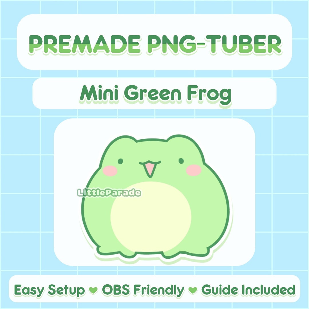 Premade Mini Png-tuber Model Mini Green Frog Beginner Friendly V-tuber ...
