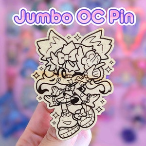 CUSTOM OC Chibi Pin Commissions Mini Wood Pin | Wood Cut Pin | Laser ...