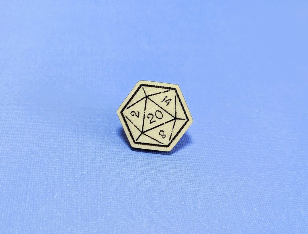 Dungeons and Dragons D20 Fantasy 20-sided Die Dice Mini Wood Pins ...