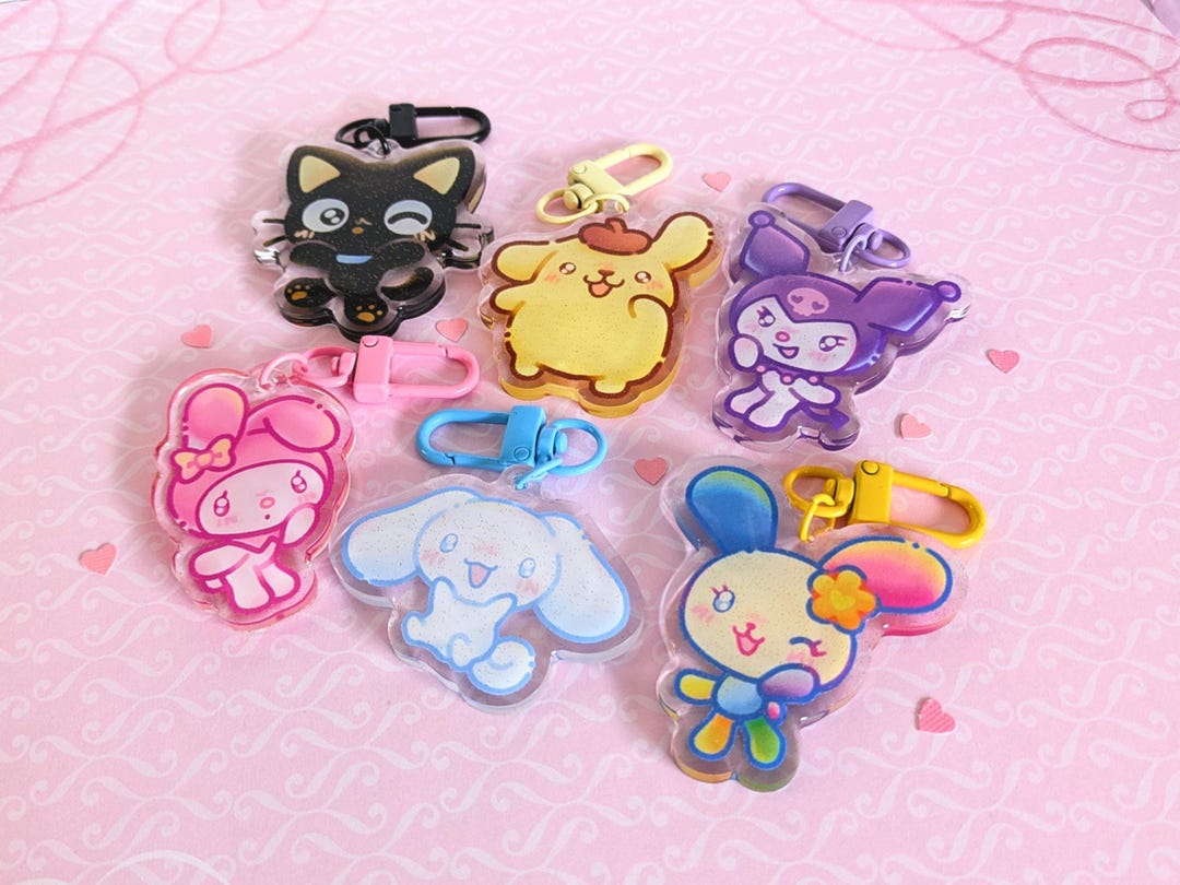 SANRIO Softies Acrylic Keychains | Cute Acrylic Charms | Clear Acrylic ...