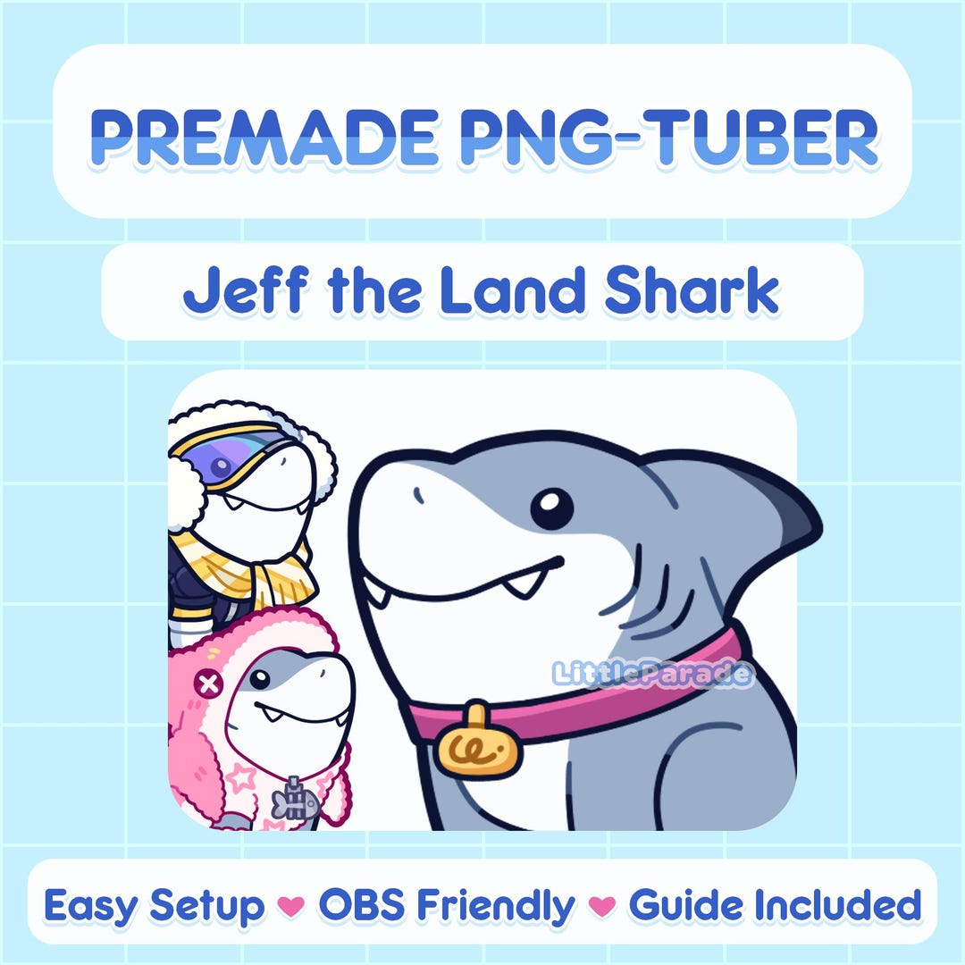 Premade Mini Png-tuber Model Jeff the Land Shark 4 Skins | Beginner ...