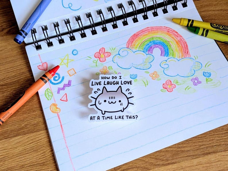 LIVE LAUGH LOVE Stressed Cat Meme Vinyl Sticker | Waterproof ...