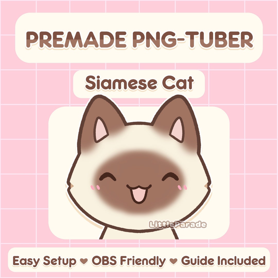 Premade Png-tuber Model Siamese Cat 6 Expressions V-tuber, Vtuber ...