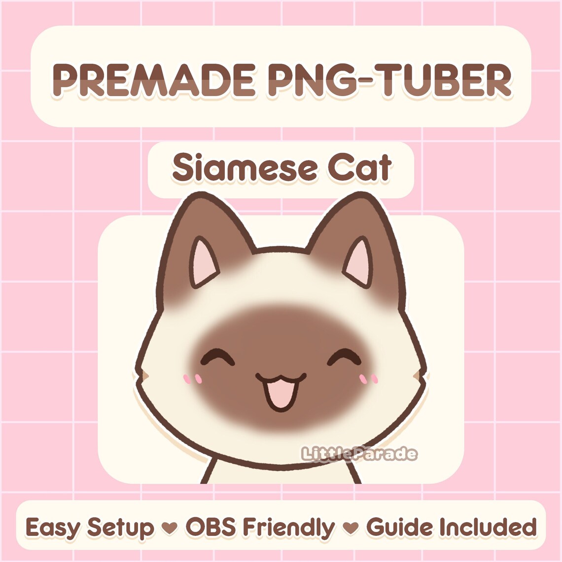 Premade Png-tuber Model Siamese Cat 6 Expressions V-tuber - Etsy