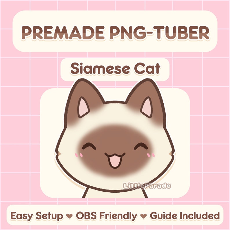 Premade Png-tuber Model Siamese Cat 6 Expressions V-tuber - Etsy