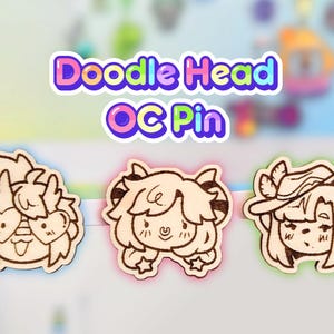CUSTOM OC Chibi Pin Commissions Mini Wood Pin | Wood Cut Pin | Laser ...