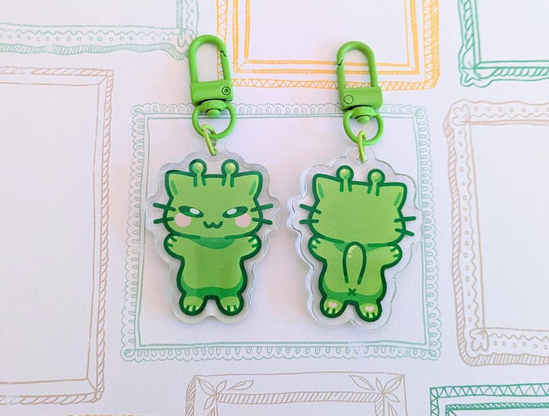 ALIEN CAT Gleep Glorp Green Alien Cat Acrylic Keychains | Cute Acrylic ...