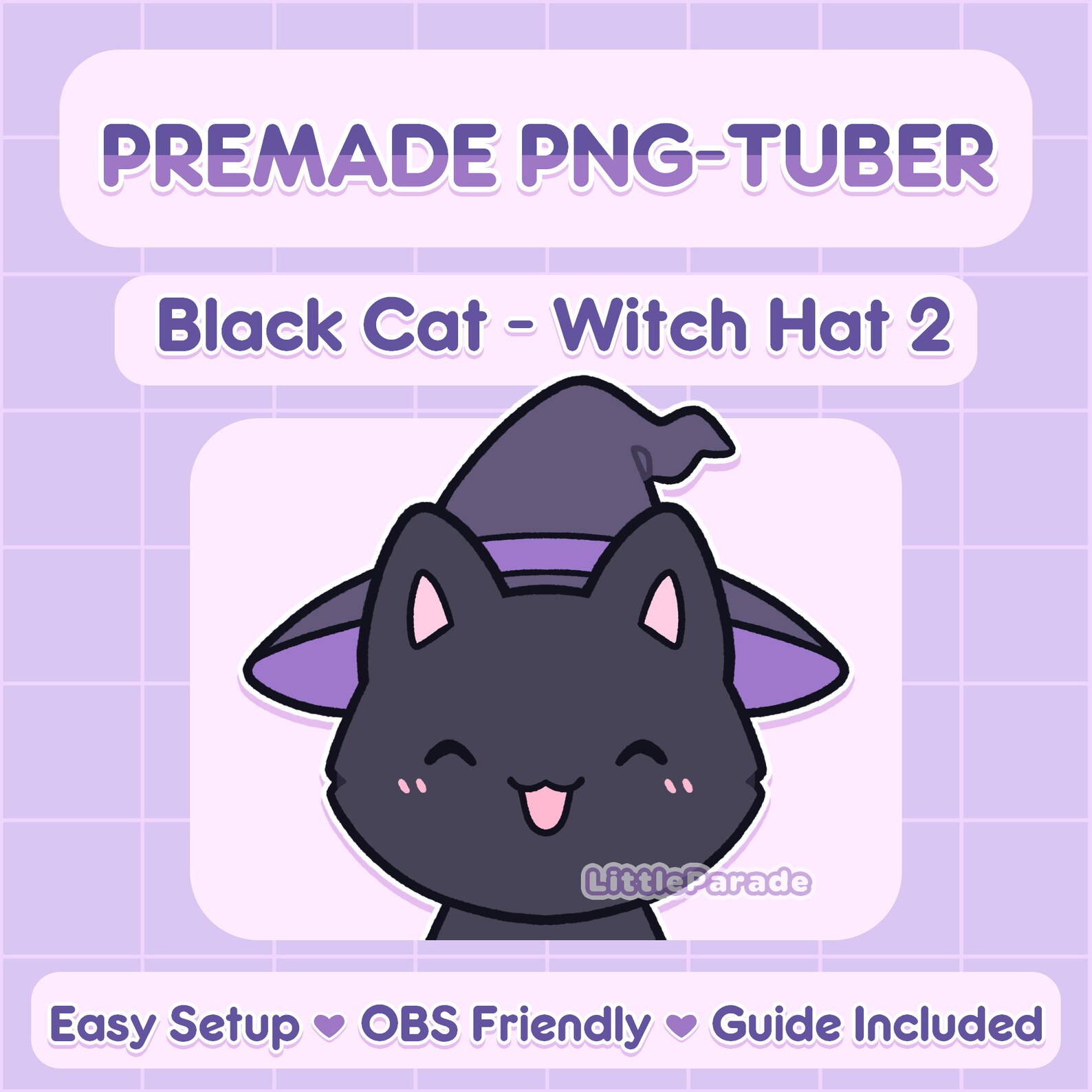 Premade Png-tuber Model Black Cat Witch Hat 2 6 - Etsy