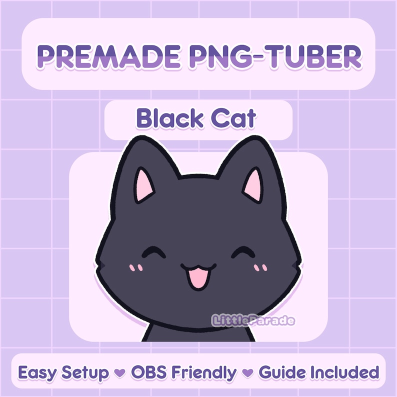 Premade Png-tuber Model Black Cat 6 Expressions V-tuber - Etsy Canada
