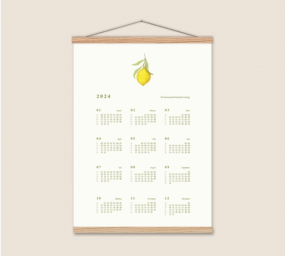 Annual Overview 2024, Lemon, Kitchen Calendar, Calendar 2024, Year ...