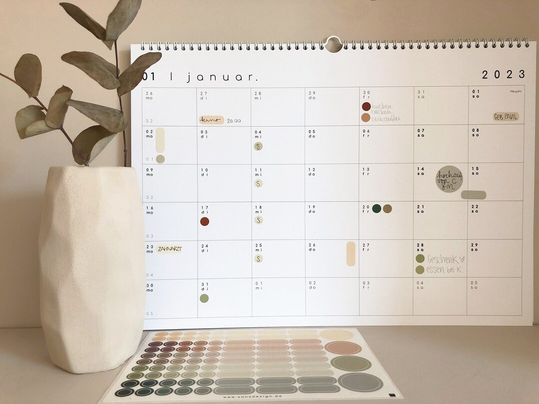 A3 CALENDAR With Adhesive Dots 2024, Large Calendar, Calendar With ...
