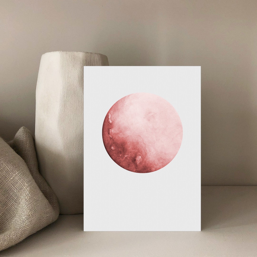 Postcard MOON, Globe, BIRTHDAY CARD, Image CIRCLE, Abstract, Baby Card ...