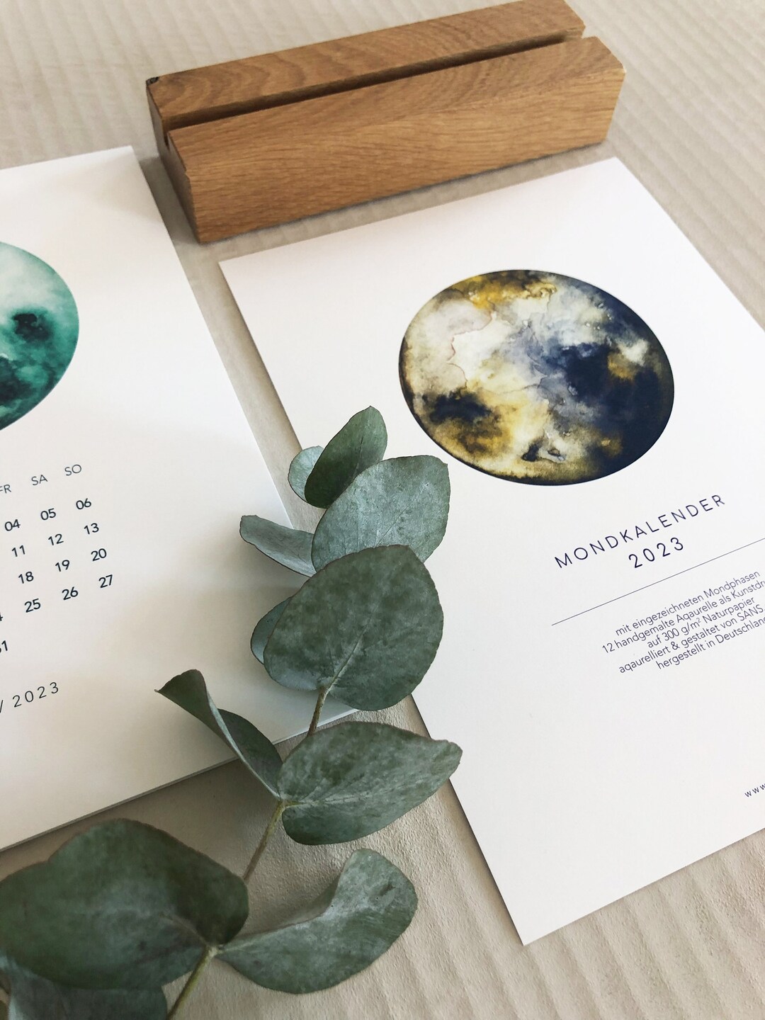 Mondkalender 2024, A5 & A4, Kalender 2024, Aquarellkalender ...