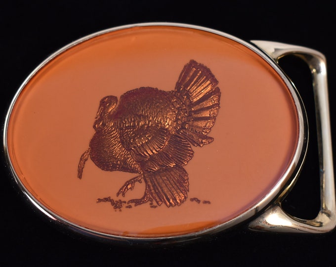 1980's Metallic Turkey Lucite/epoxy Fixed Loop Vintage Belt Buckle ...